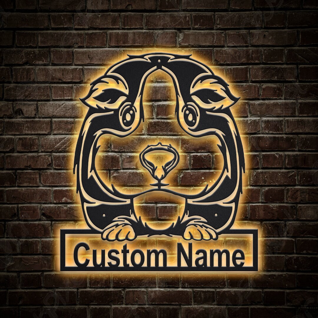 Custom Guinea Pig Metal Wall Art With LED Lights, Personalized Guinea ...