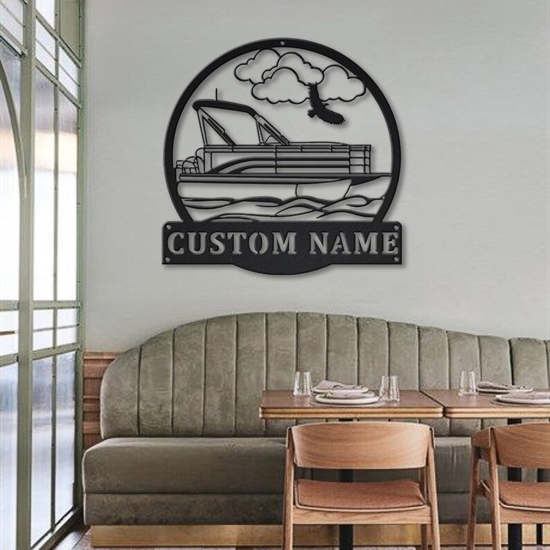 Custom Pontoon Boat Metal Signs Art, Custom Pontoon Boat Captian Metal ...