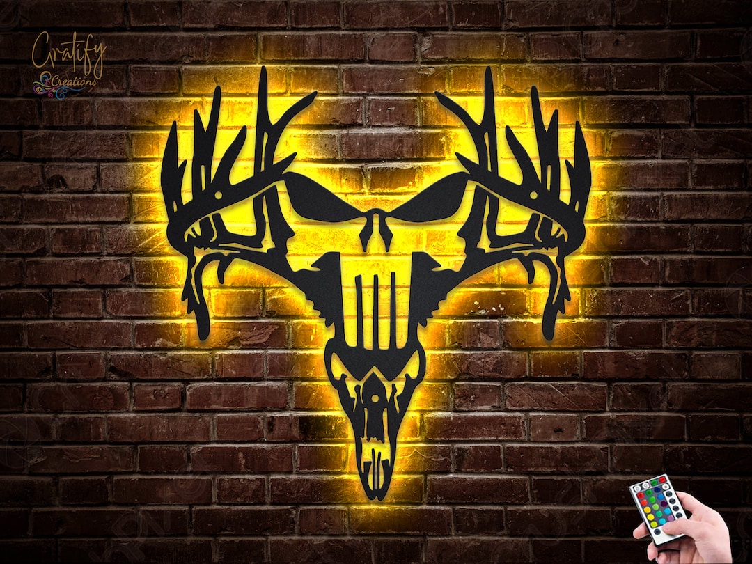 Deer Skull Hunting Metal Sign LED Lights,deer Skull Hunting Neon Signs ...