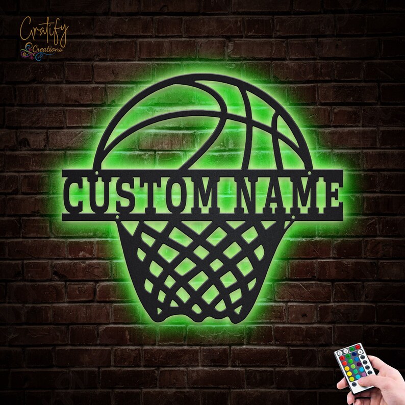 Custom Basketball Metal Wall Art With LED Lights, Personalized ...