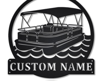 Personalized Pontoon Boat Metal Sign Art, Custom Pontoon Boat Monogram ...