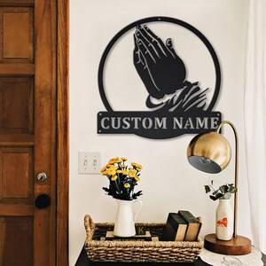 Praying Hands Metal Wall Art LED Lights V7, Custom Prayer Hands Metal ...