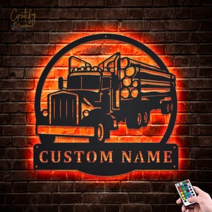 Log Truck Metal Sign LED Lights Custom Truck Metal Sign - Etsy