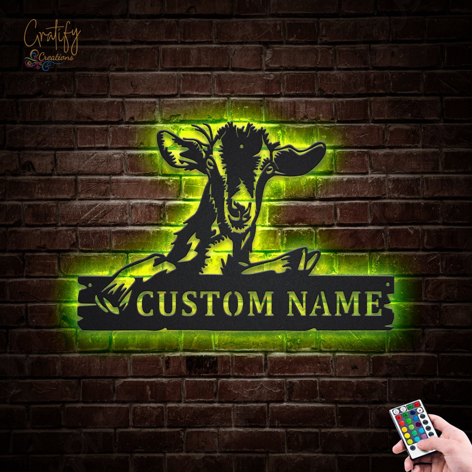 Goat Farm Metal Sign With LED Lights V2, Custom Goat Farm Metal Sign ...
