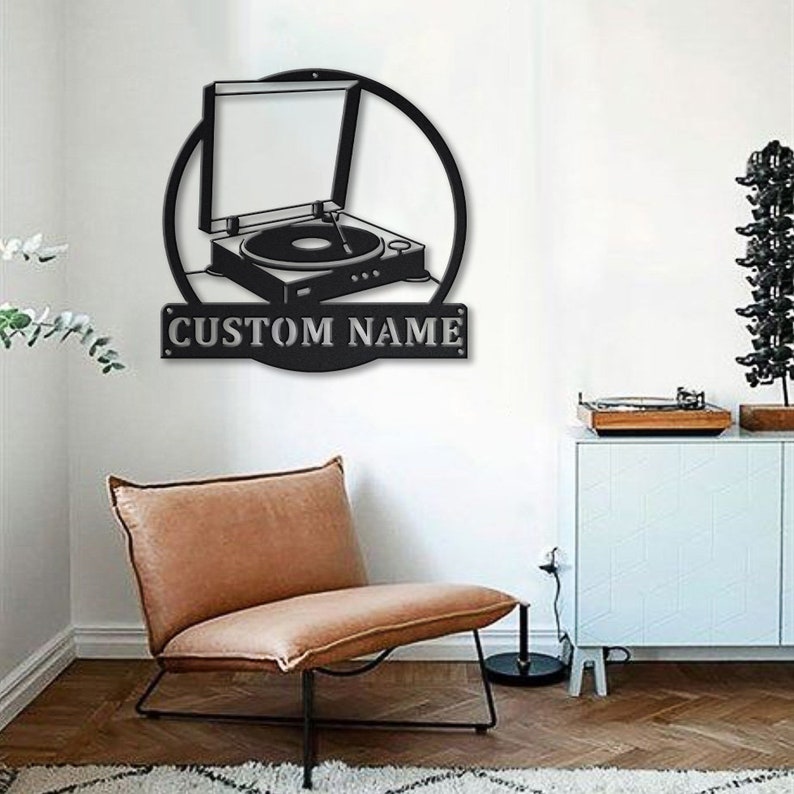 Custom Music Turntable Record Metal Sign Art V2, Personalized Turntable ...