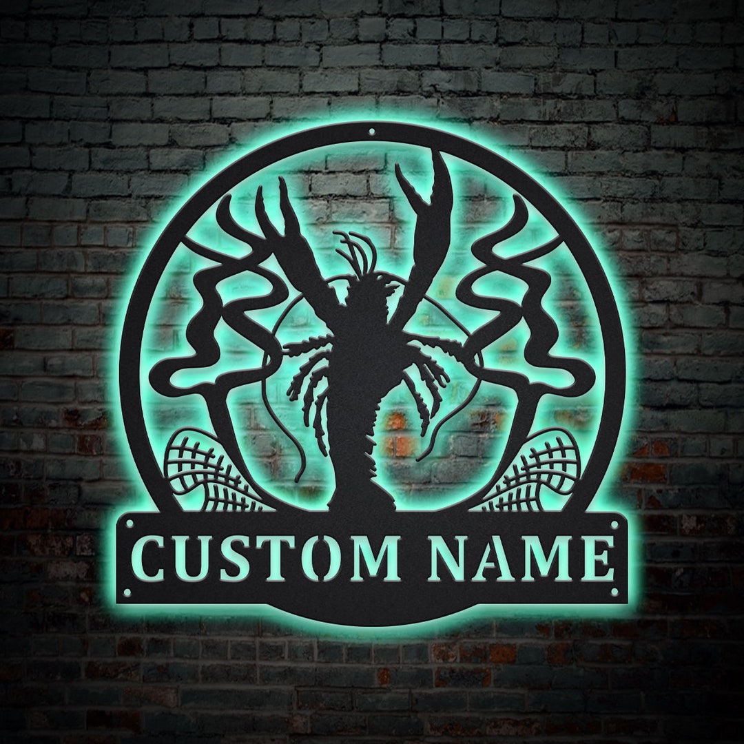Crawfish Metal Sign LED Lights V3, Custom Crawfish Metal Sign, Crawfish ...