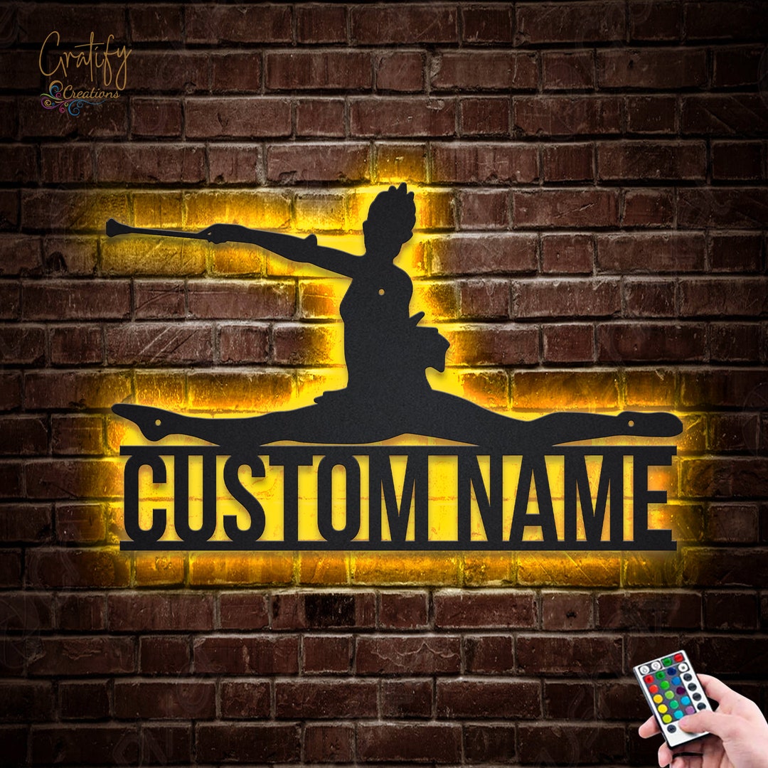 Baton Twirling Metal Wall Art LED Light V6, Custom Baton Twirling Metal ...