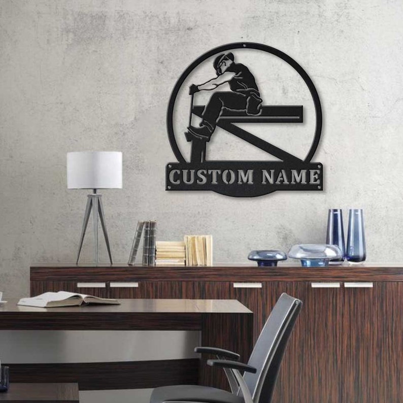 Ironworker Monogram Metal Sign Art, Custom Ironworker Metal Sign ...