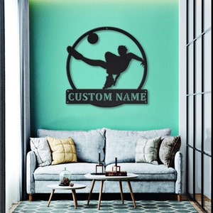 Soccer Players Metal Sign LED Lights V1, Custom Soccer Football Metal ...
