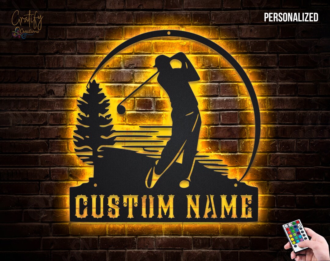 Golf Sign Personalized,custom Golfing Metal Wall Art With Led Lights ...