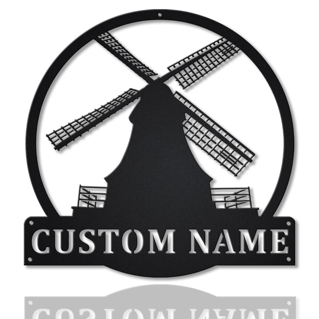 Windmill Monogram Metal Sign Art, Custom Windmill Metal Wall Art ...
