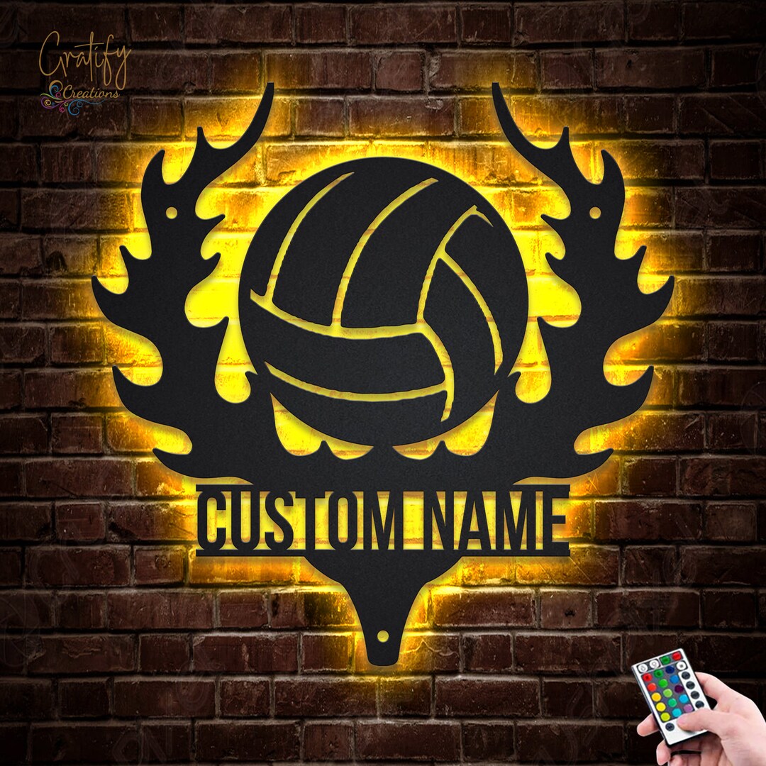 Volleyball Metal Wall Art LED Lights V6, Volleyball Metal Wall Art ...