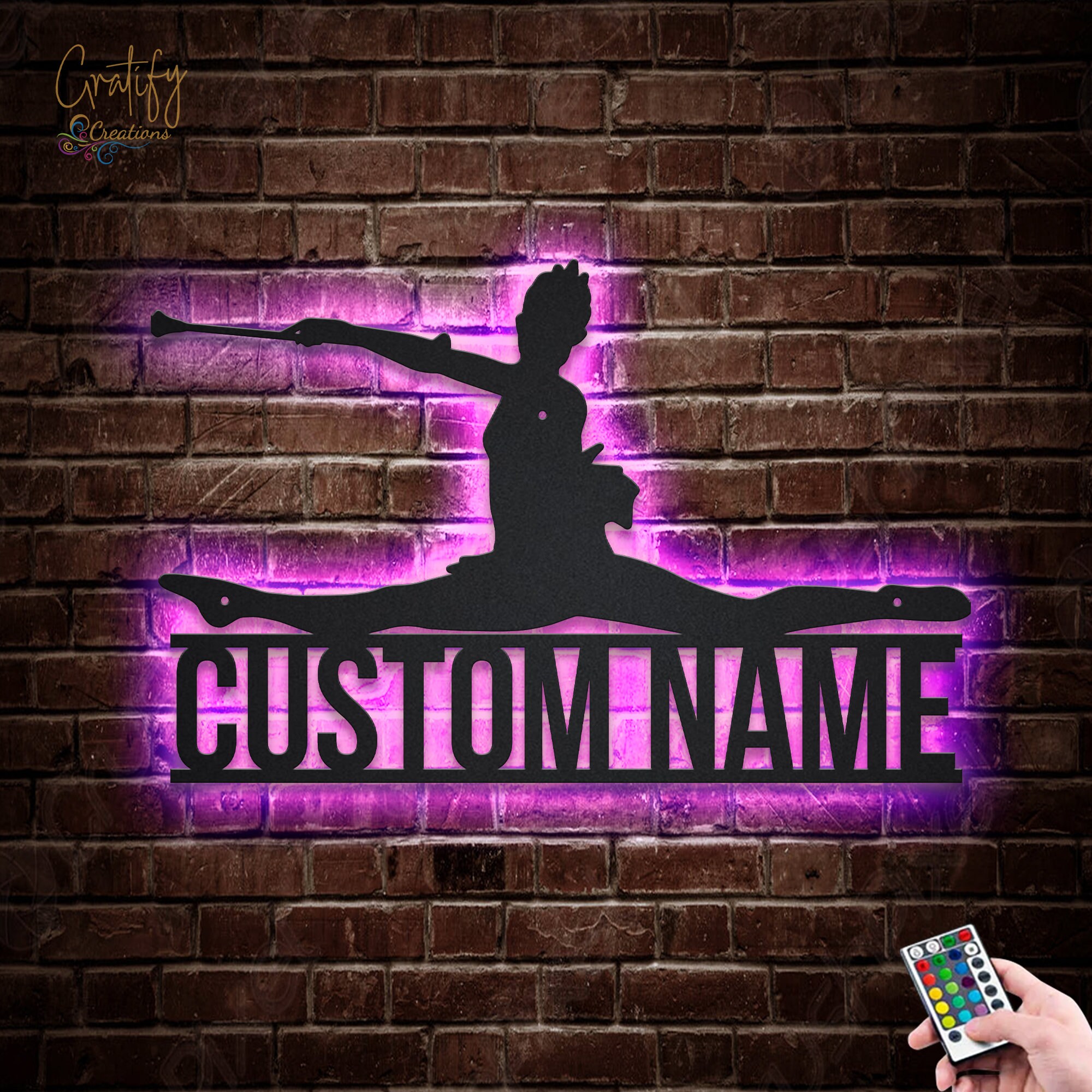 Baton Twirling Metal Wall Art LED Light V6, Custom Baton Twirling Metal ...