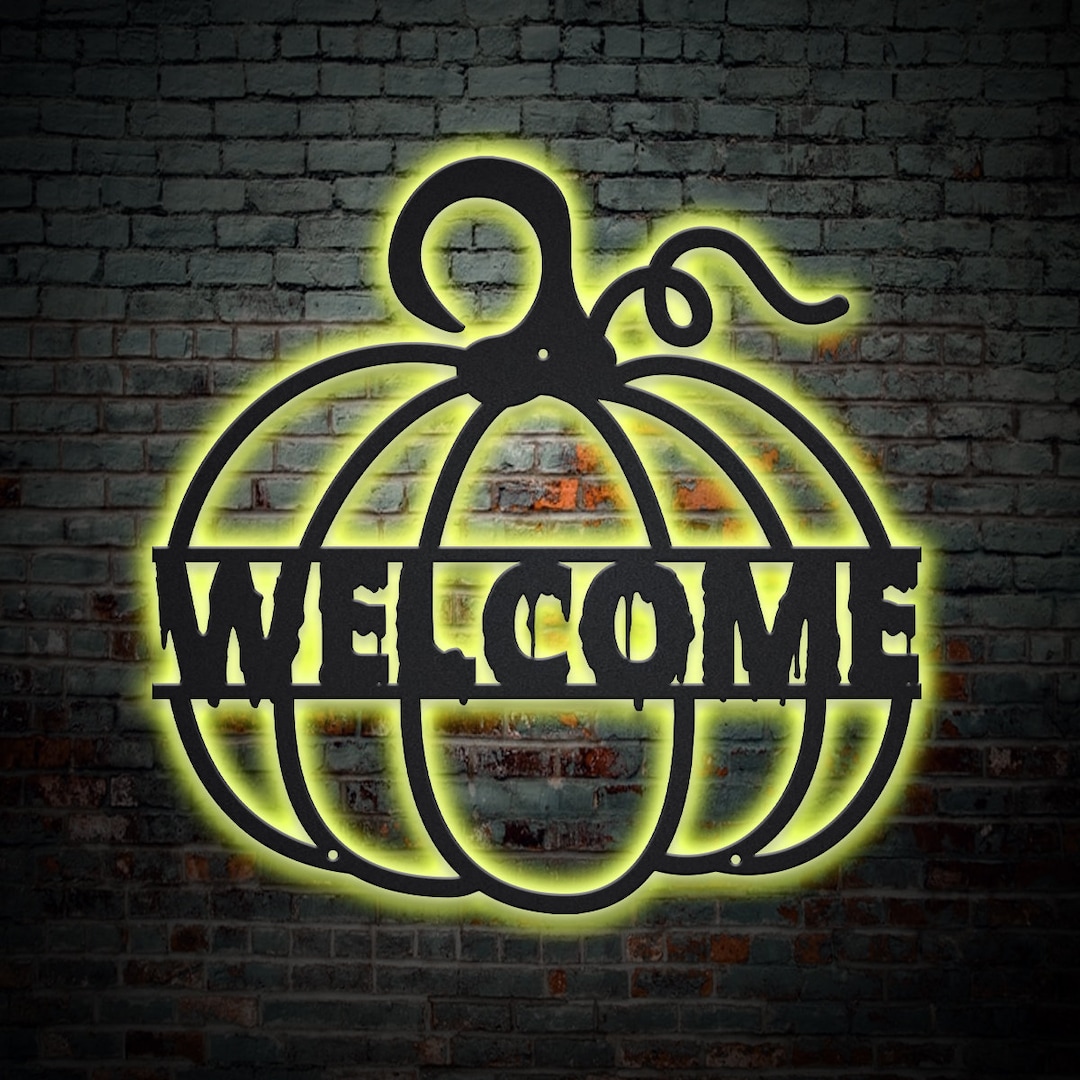 Personalized Pumpkin Tree Halloween Metal Sign With LED Lights | Custom ...