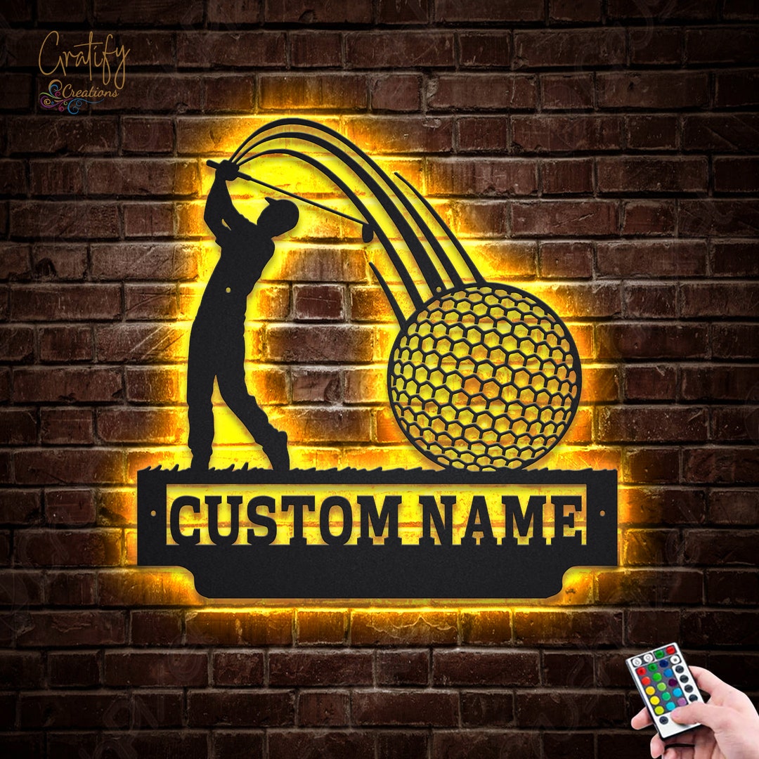 Golf Sign Personalized,custom Golfing Metal Wall Art With Led Lights ...