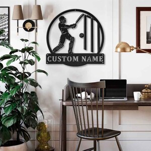 Cricket Sport Metal Wall Art With LED Lights, Custom Cricket Sport ...