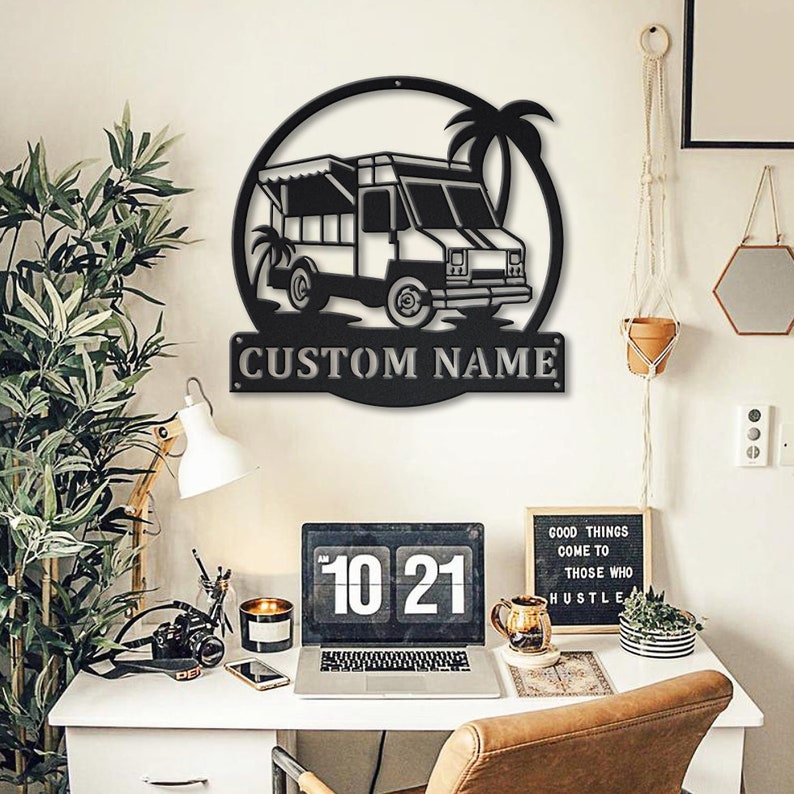 Custom Food Truck Metal Sign With LED Lights, Personalized Food Truck ...