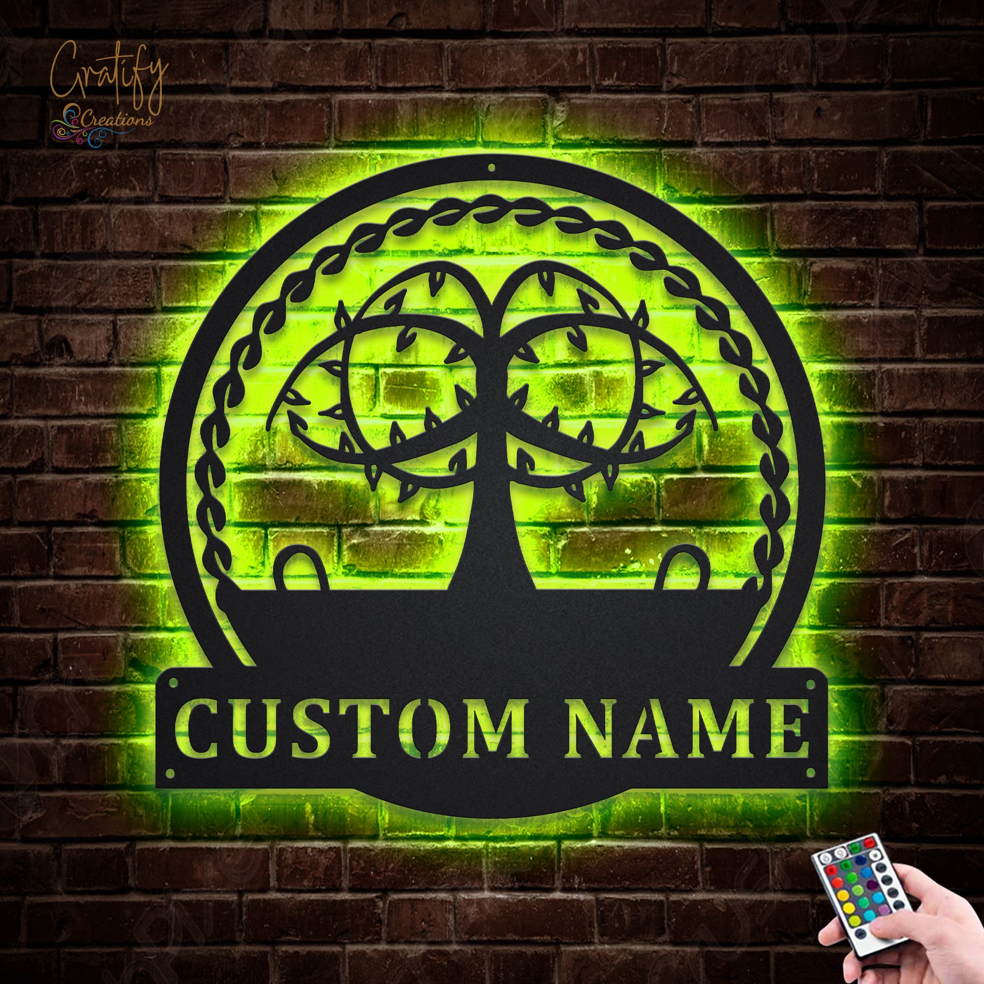 Roots Tree Family Metal Sign LED Lights V12 Custom Family - Etsy