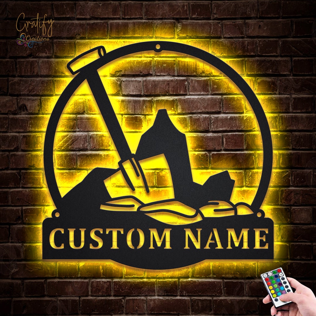 Miner Shovel Metal Sign With LED Lights V3, Custom Miner Shovel Metal ...