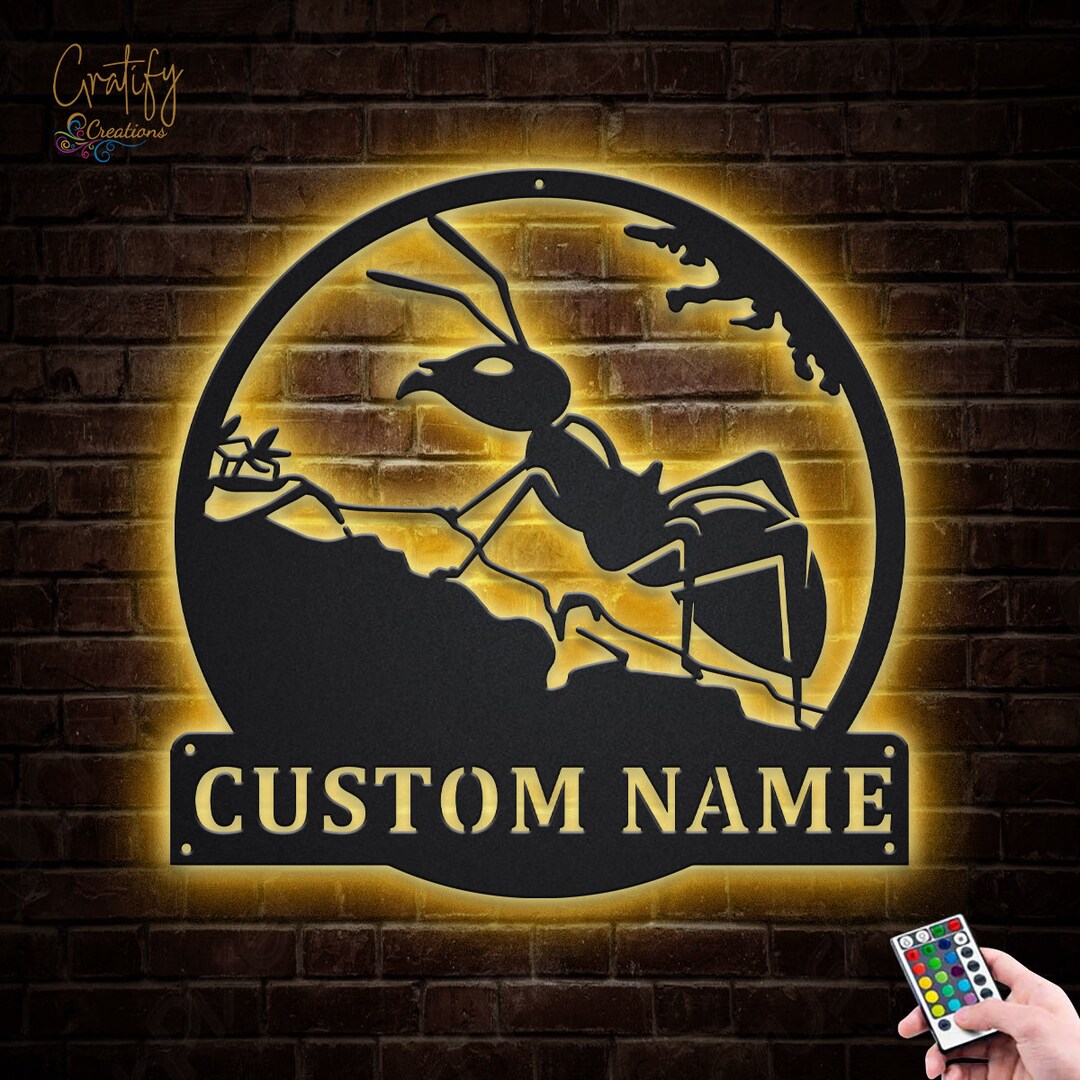 Ant Animal Metal Sign LED Lights V3, Custom Ant Animal Sign, Ant Animal ...