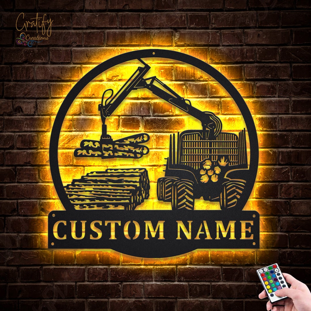 Custom Logging Lumber Harvester Metal Sign With LED Lights ...