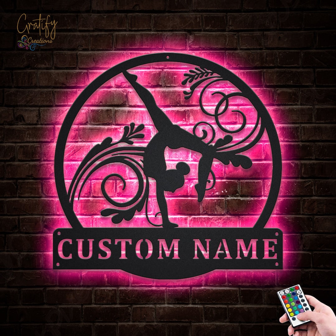 Custom Gymnastics Metal Sign With LED Lights, Personalized Gymnastics ...
