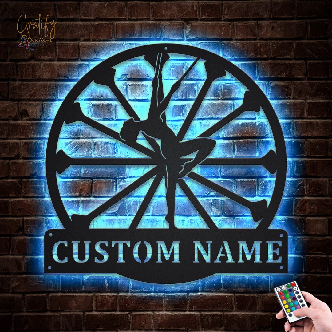 Baton Twirling Metal Wall Art LED Light V3, Custom Baton Twirling Metal ...