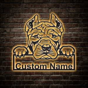 American Bully Dog Metal Sign LED Lights, Custom American Bully Metal ...