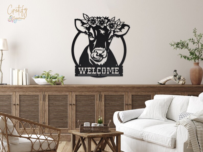 Decor Heifer Cow Wreath, Calf Welcome Sign, Welcome Farm Ranch Metal ...