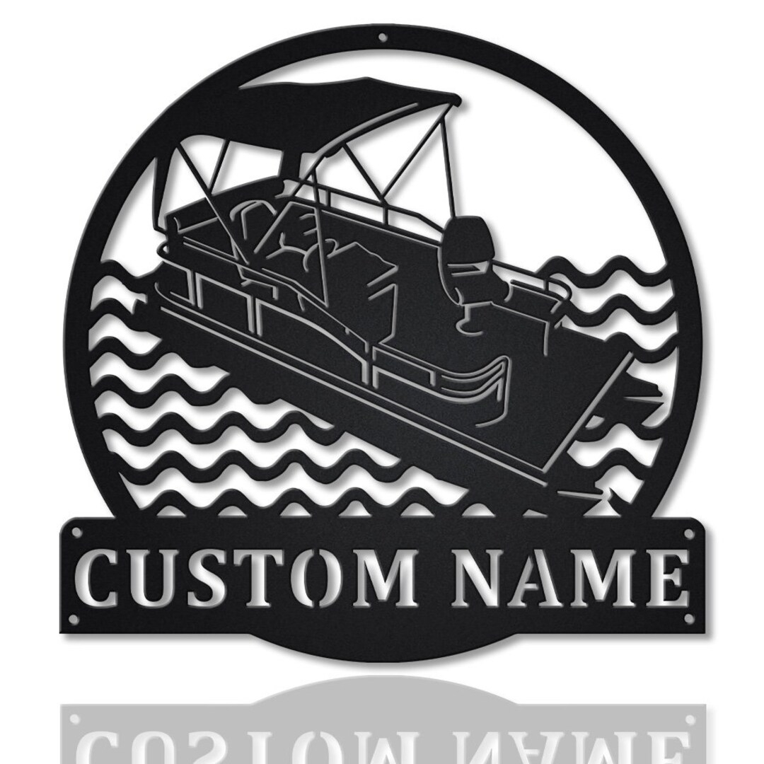 Custom Pontoon Boat Metal Signs Art V5, Personalized Pontoon Boat ...