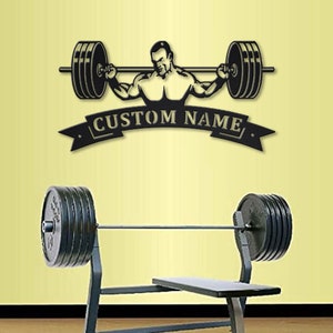 Powerlifting Sport Metal Sign LED Lights V2, Custom Powerlifting Metal ...