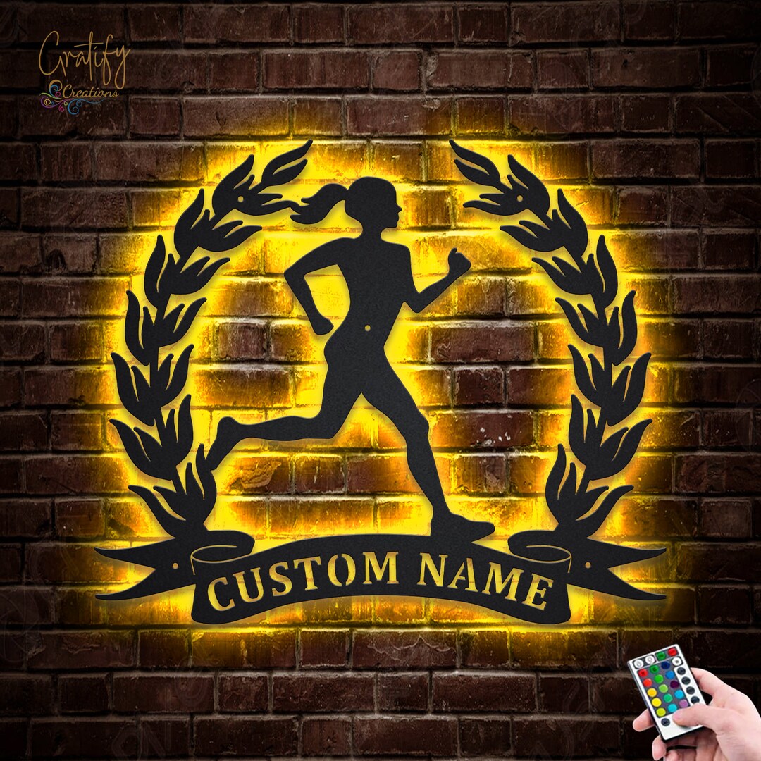 Gym Exercise Metal Wall Art LED Lights V1, Custom Bodybuilding Metal ...