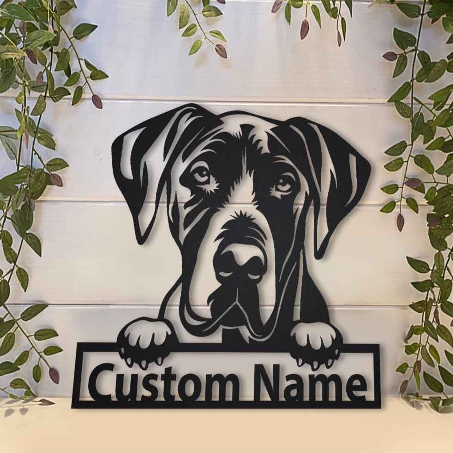 Custom Great Dane Dog Metal Wall Art With LED Lights, Great Dane Dog ...