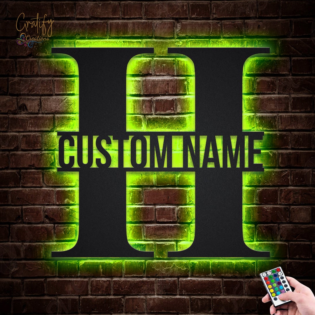 Alphabet H Metal Sign LED Lights, Custom Alphabet Metal Sign, Last Name ...