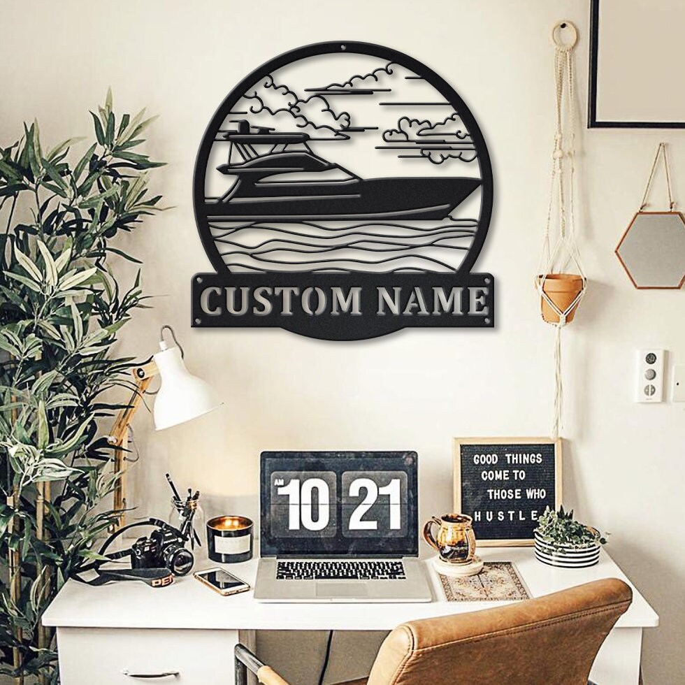 Lobster Boat Metal Wall Art LED Lights V3, Custom Lobster Boat Metal ...