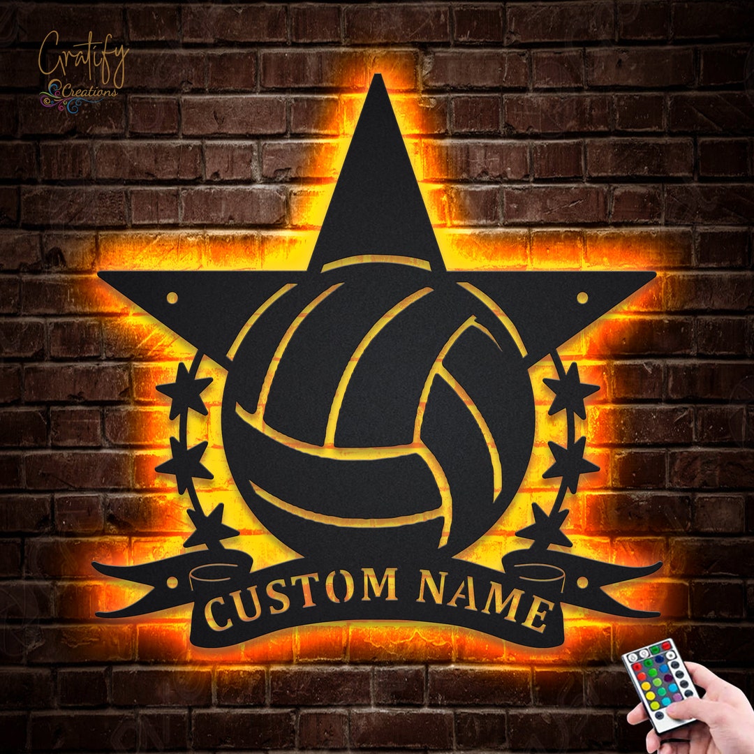 Volleyball Metal Wall Art LED Lights V9, Volleyball Metal Wall Art ...