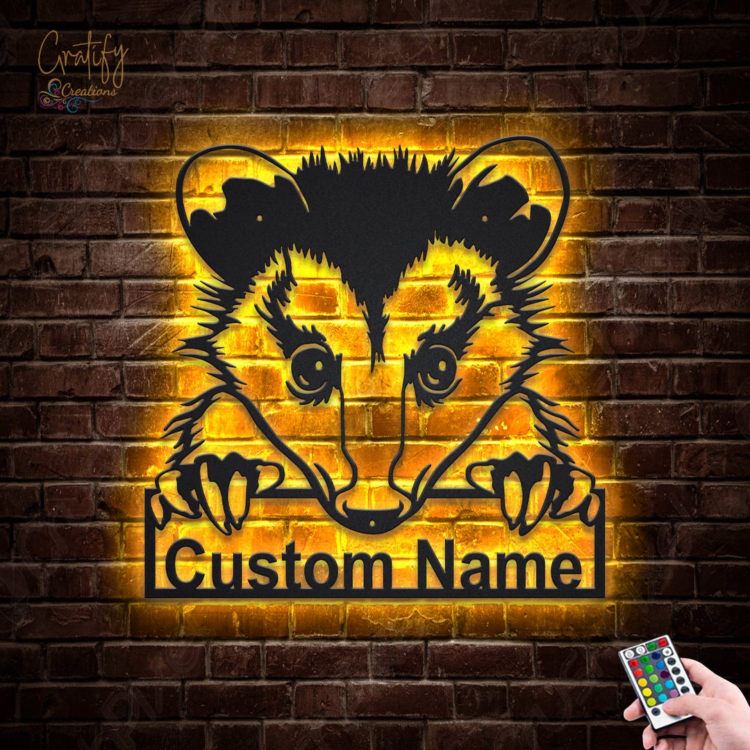 Opossum Metal Wall Art LED Lights, Custom Opossum Metal Signs,opossum ...