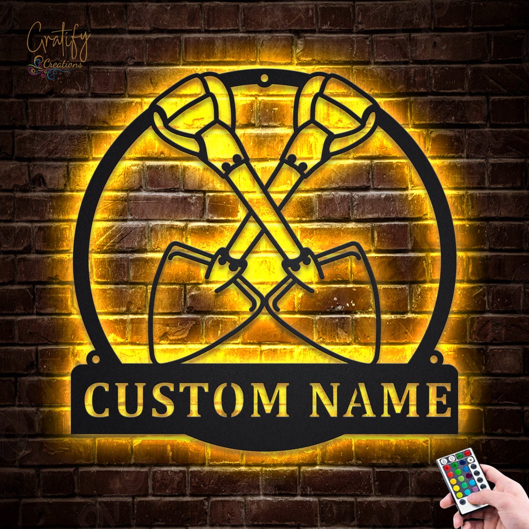 Miner Shovel Metal Sign With LED Lights V1, Custom Miner Shovel Metal ...