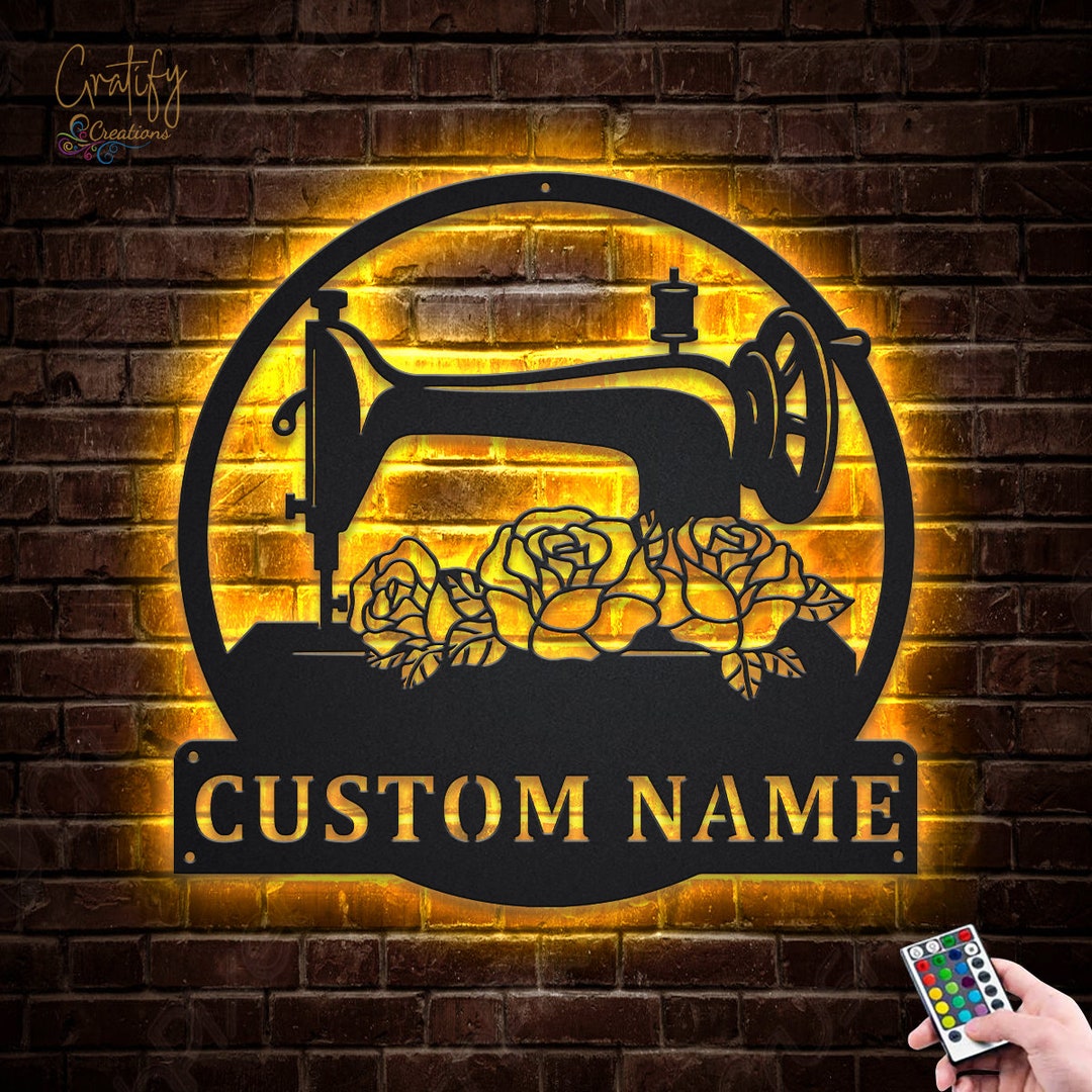 Floral Sewing Metal Sign LED Lights, Custom Floral Sewing Metal Sign ...