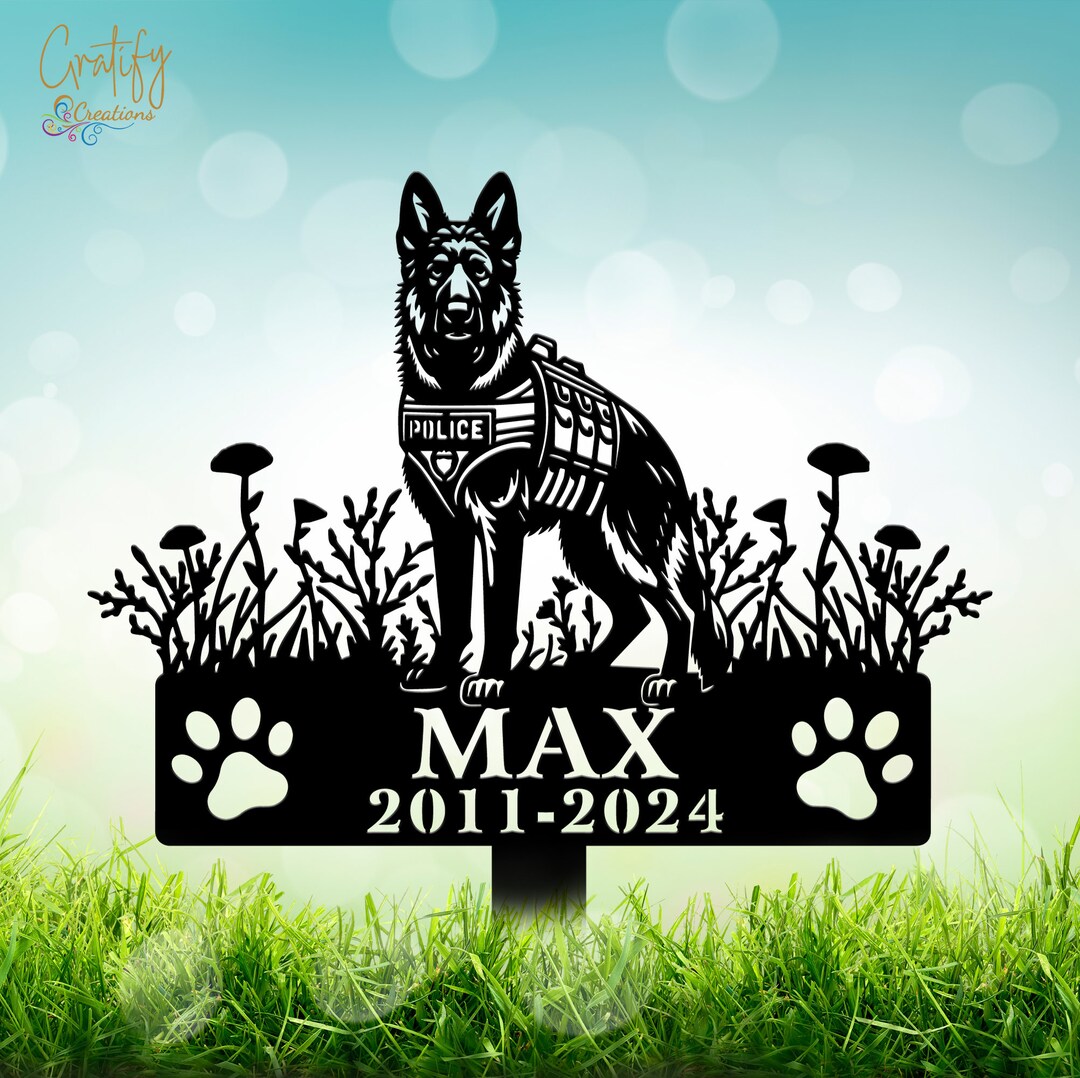 German Shepherd Dog Sign , Custom Dog Memorial Stake, Metal Stake ...
