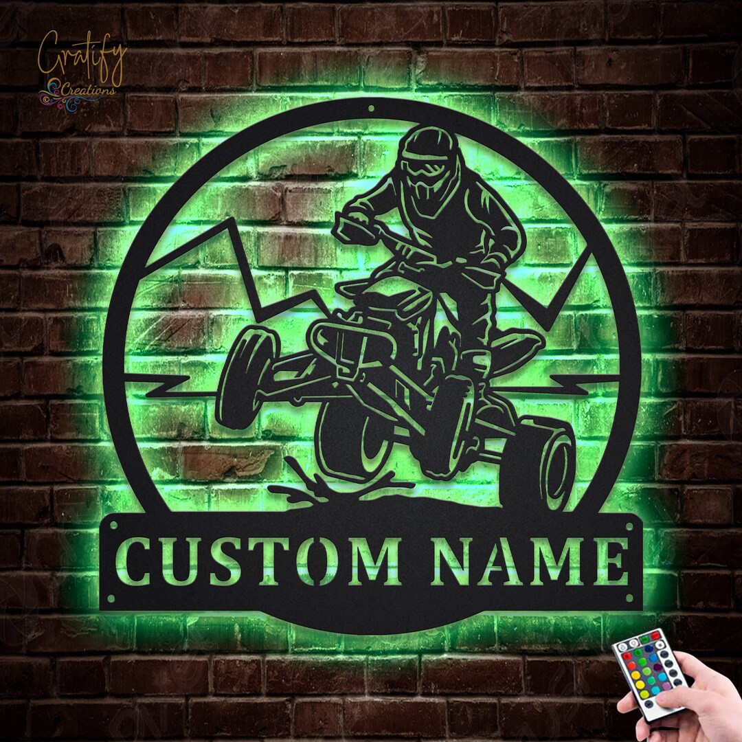 ATV Rider Metal Sign LED Lights, Custom ATV Rider Metal Sign, Atv Rider ...