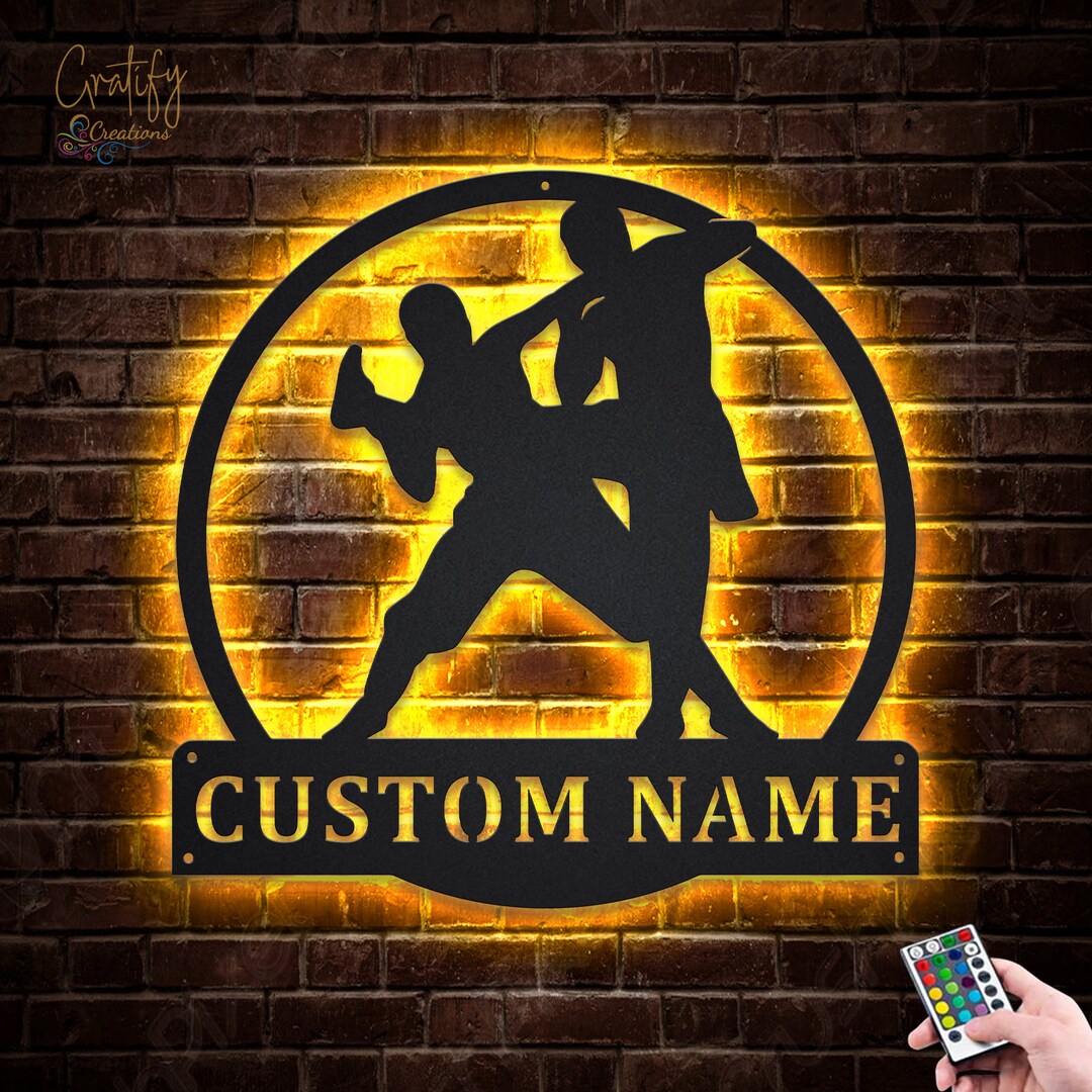 Kung Fu Fight Metal Sign With LED Lights V1, Custom Kung Fu Metal Sign ...