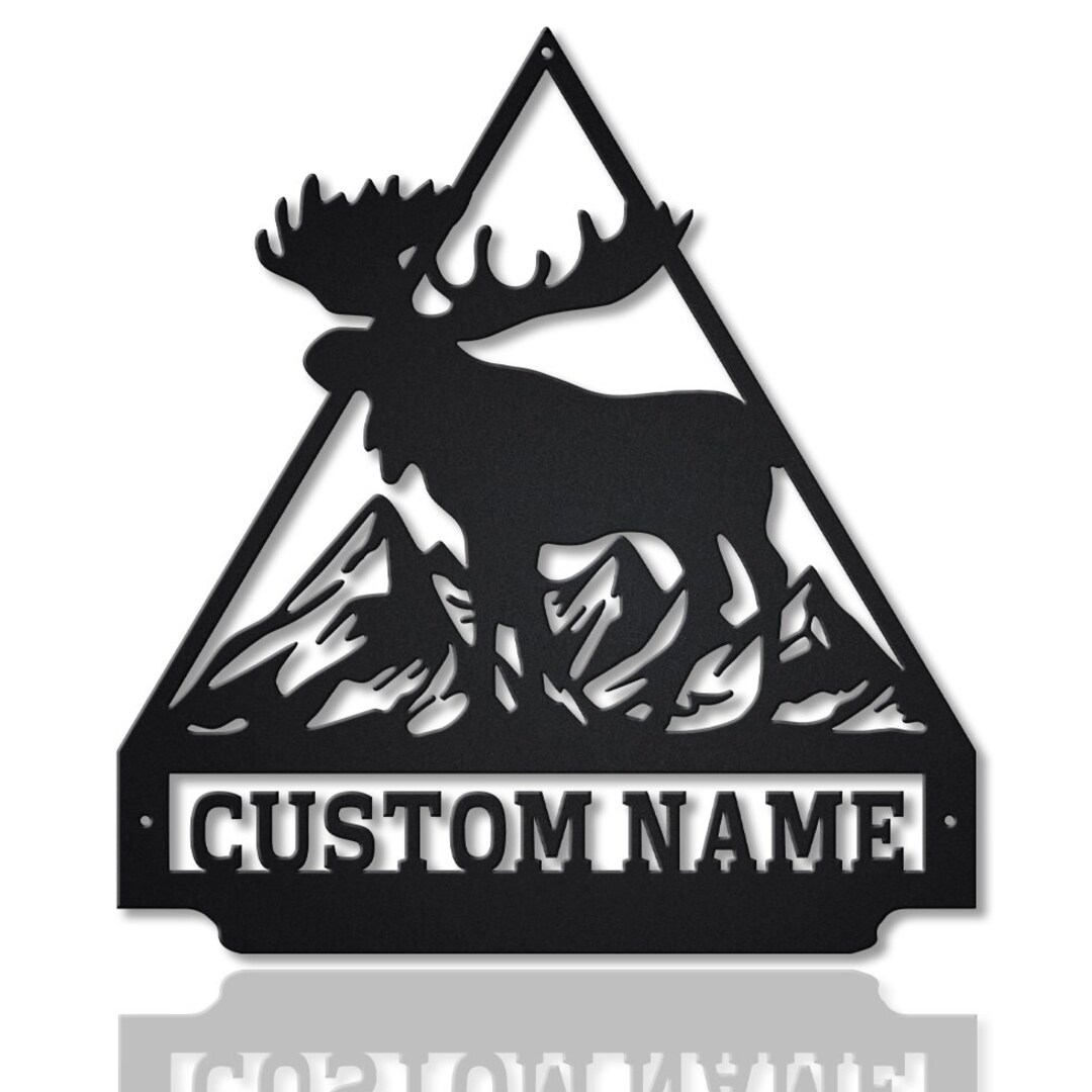 Personalized Moose Triangle Metal Sign Art, Custom Moose Triangle Metal ...