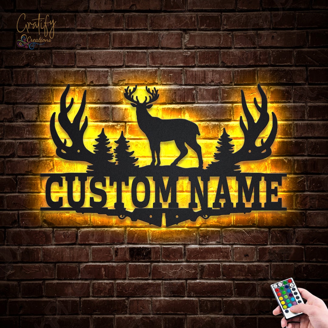 Custom Deer Hunting Family Metal Sign LED Lights,deer Hunting Neon ...