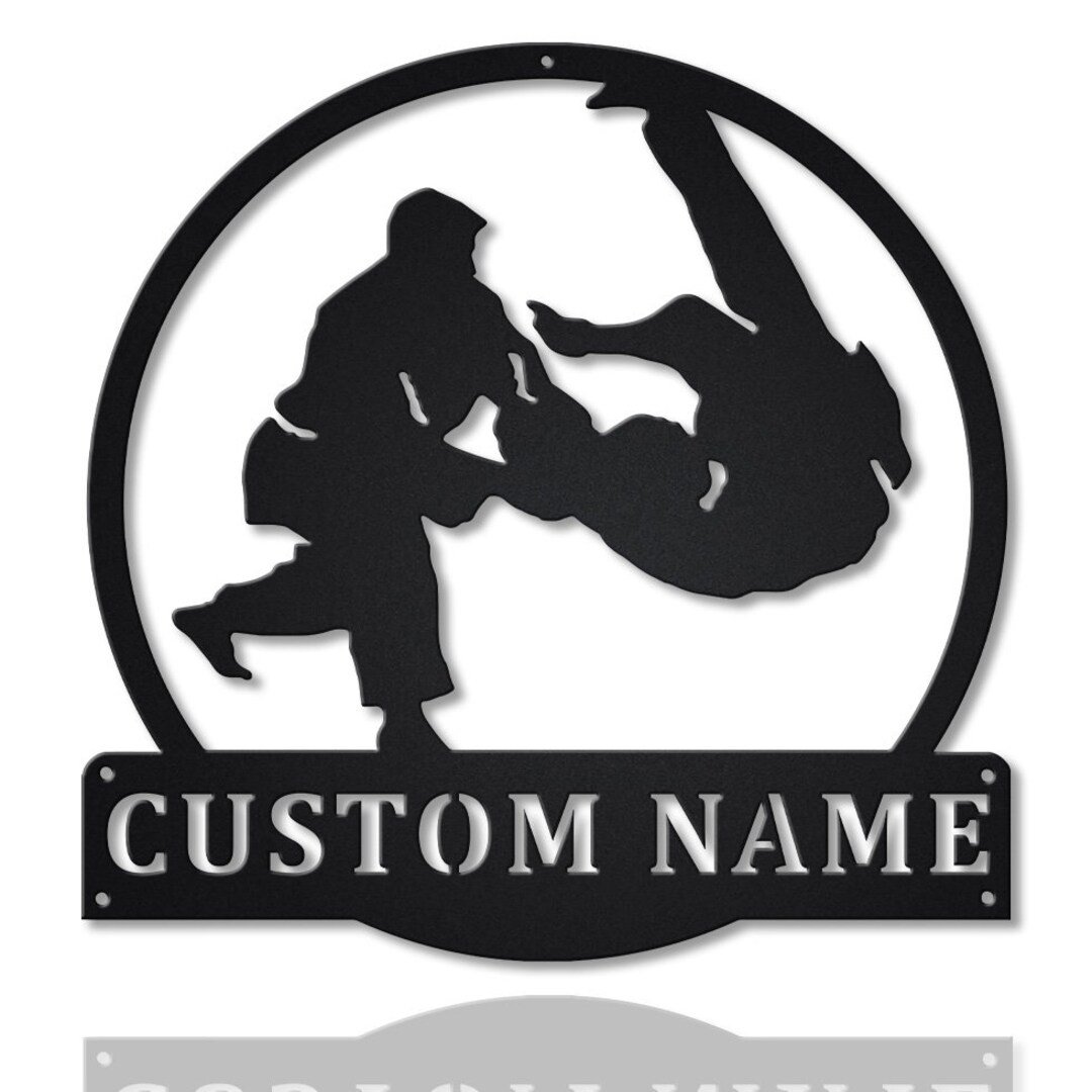 Custom Brazilian Jiu Jitsu Monogram Metal Sign Art V2, Personalized Jiu ...