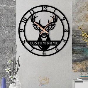 Deer Hunting Metal Wall Clock, Unique Silent Black Clock, Small ...
