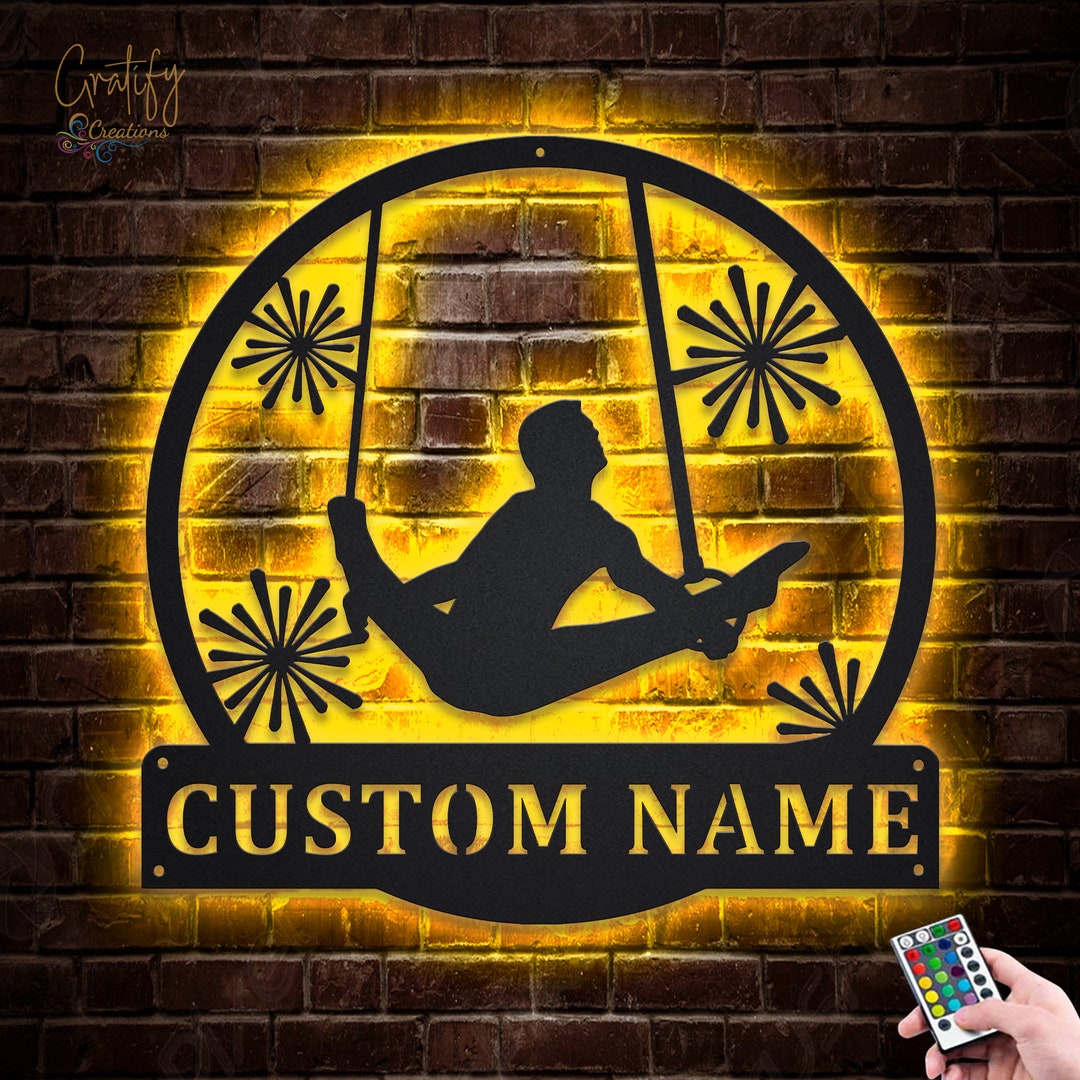 Rings Gymnastics Metal Sign LED Lights, Custom Rings Gymnastics Metal ...
