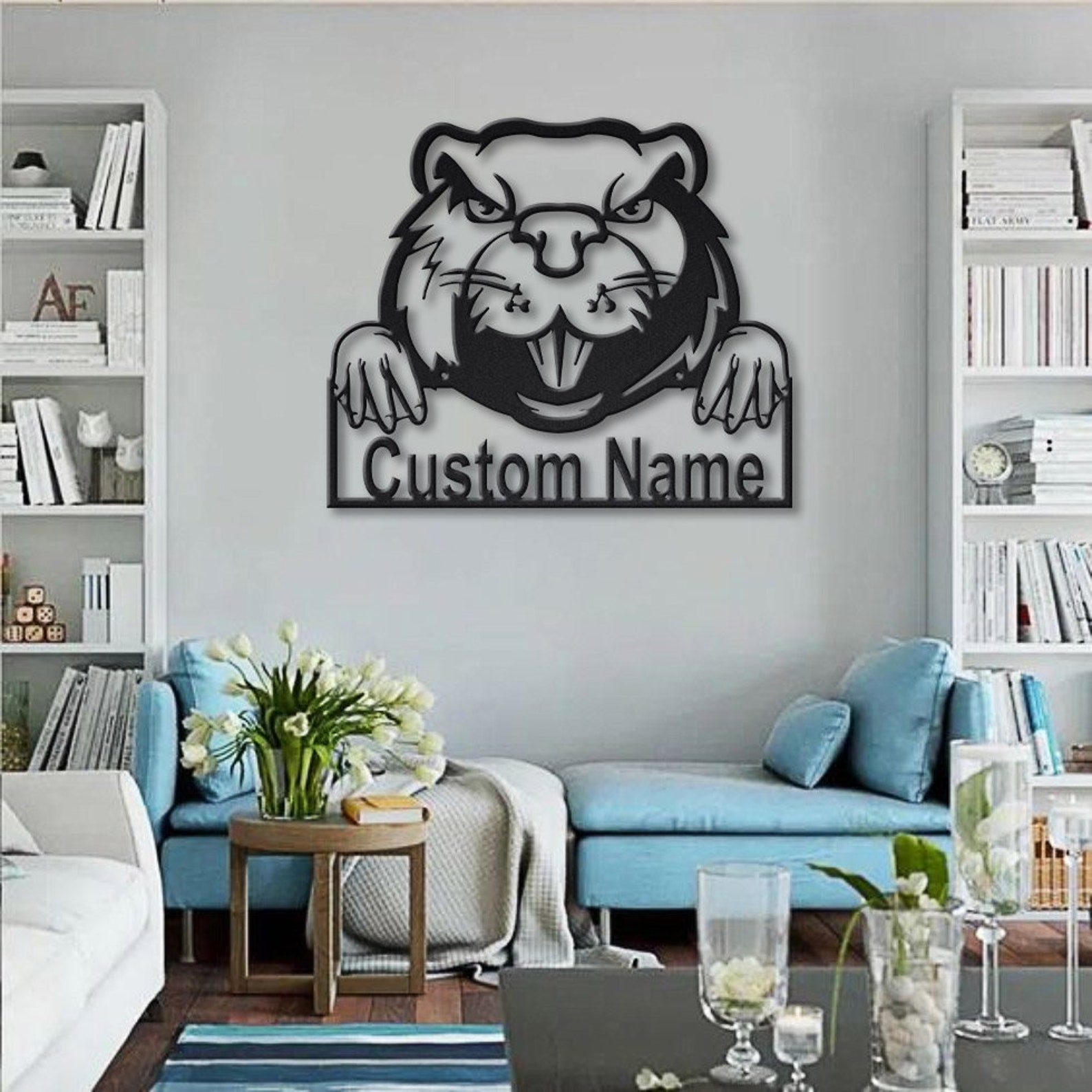 Beaver Animal Metal Sign LED Lights, Custom Beaver Metal Wall Art ...