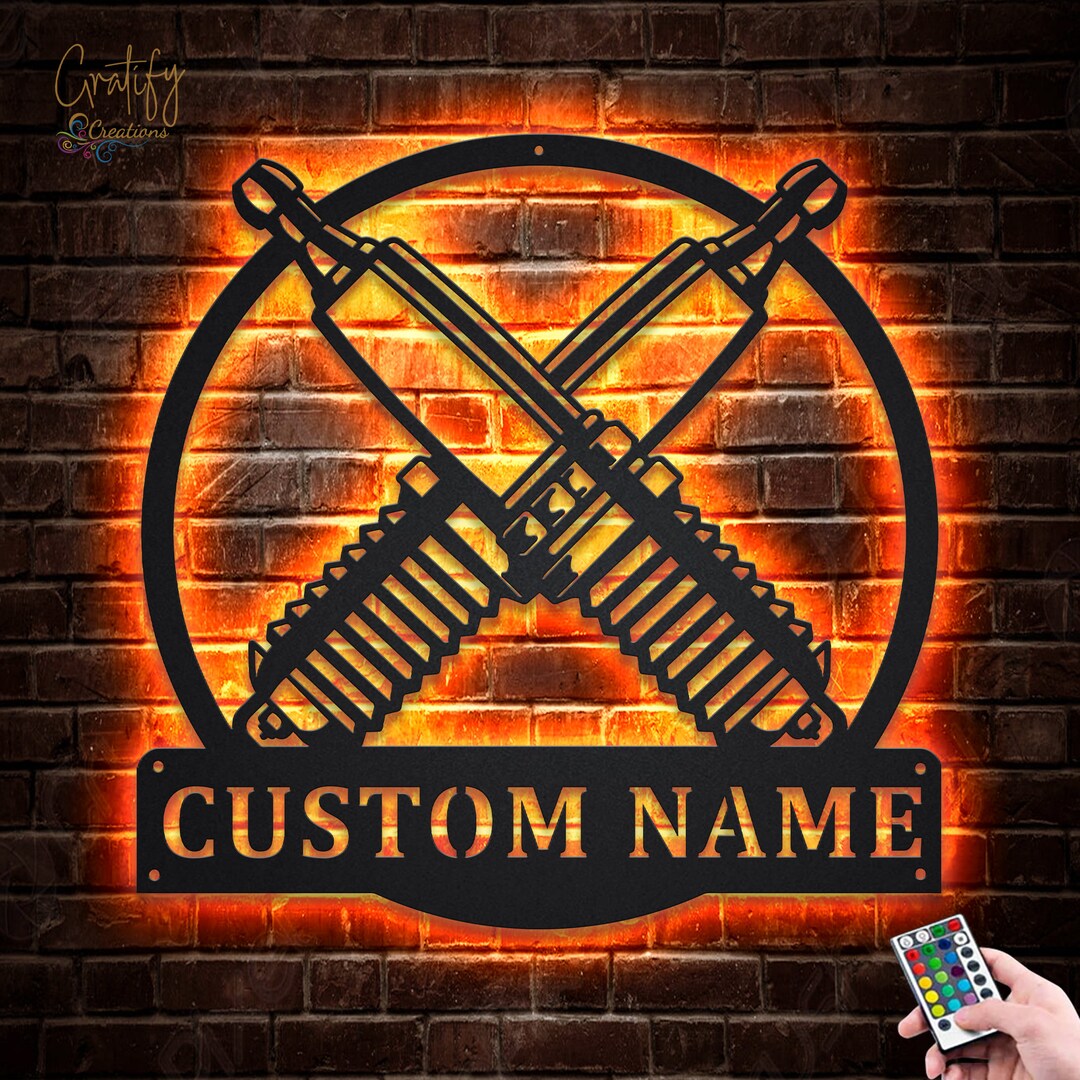Mechanic Tools Metal Wall Art LED Lights V2, Custom Mechanic Metal Sign ...