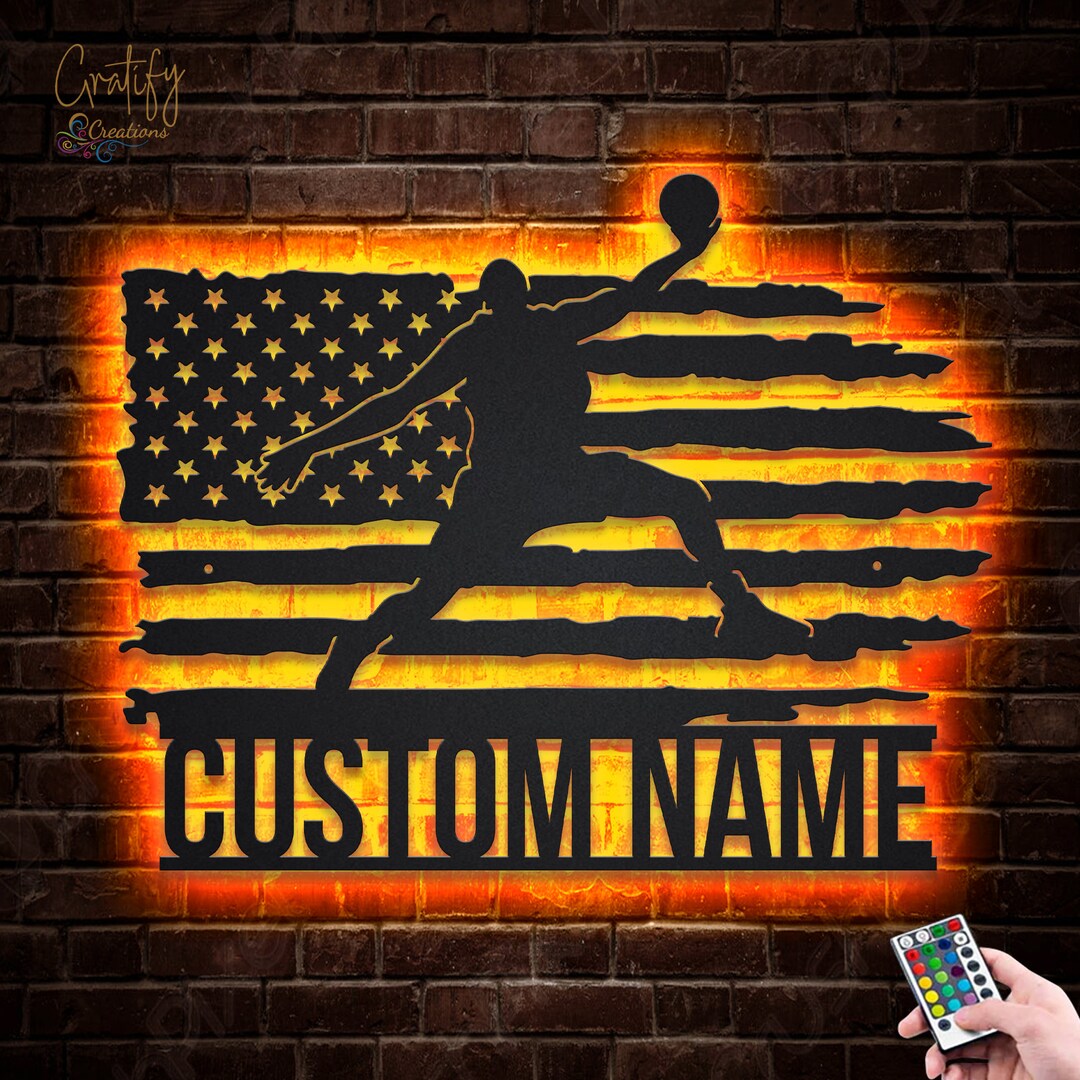 Basketball Player Metal Wall Art Sign LED Lights , Custom Basketball ...